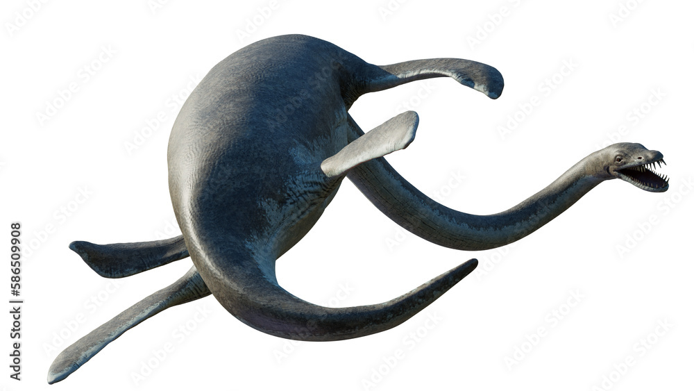 Elasmosaurus, majestic long-necked plesiosaur swimming in the ...