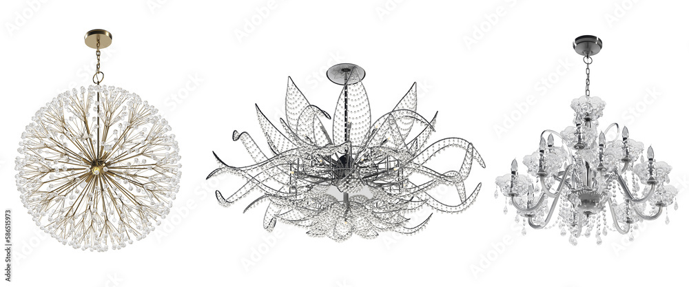 crystal chandelier for the interior isolated on transparent background ...