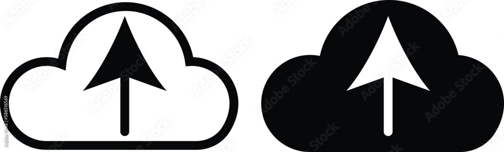 Upload icon sheet, simple trendy flat style line and solid Isolated ...