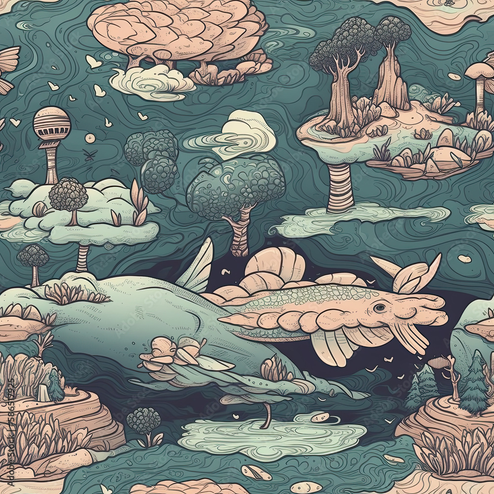 Repeating pattern, 2D game background, cool world Stock Illustration ...