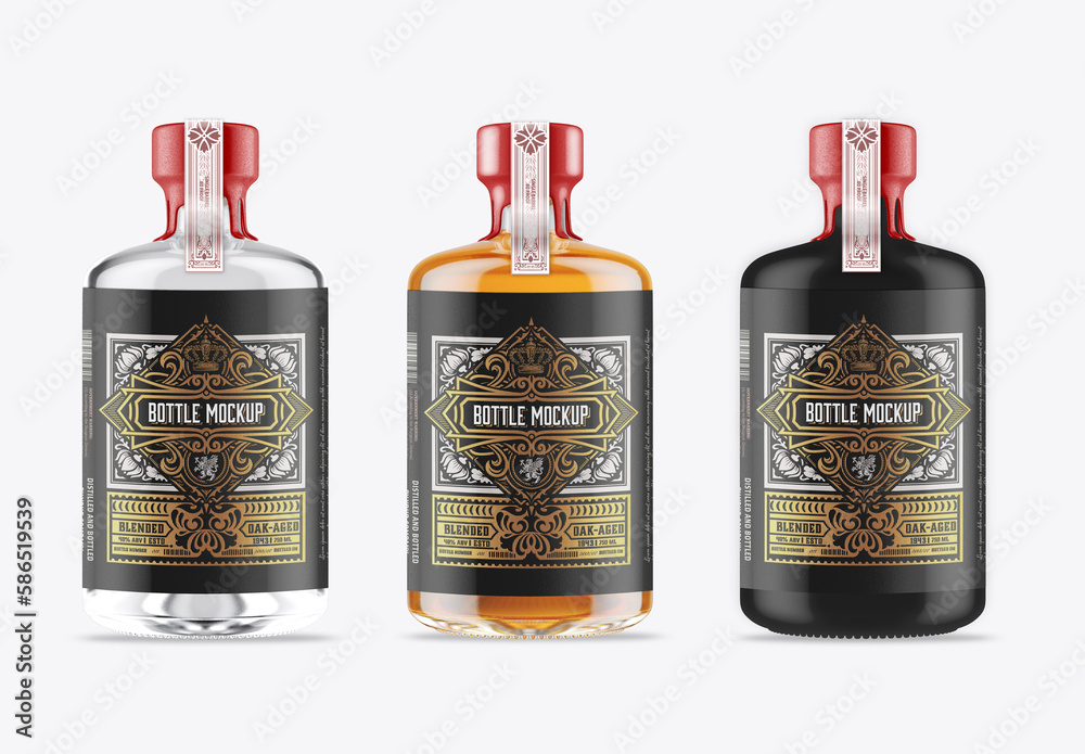 Set 3 Liquor Bottles Mockup Stock Template | Adobe Stock