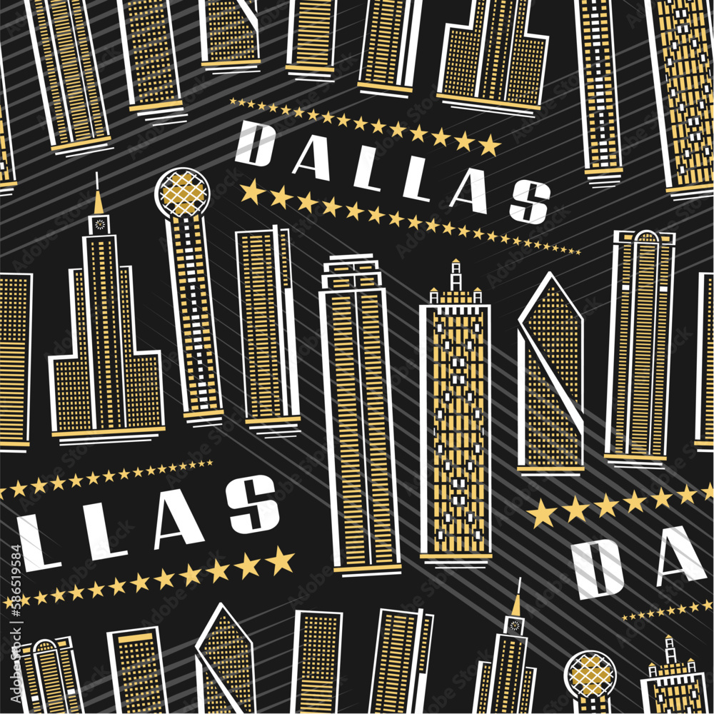 Vector Dallas Seamless Pattern, square repeating background with ...