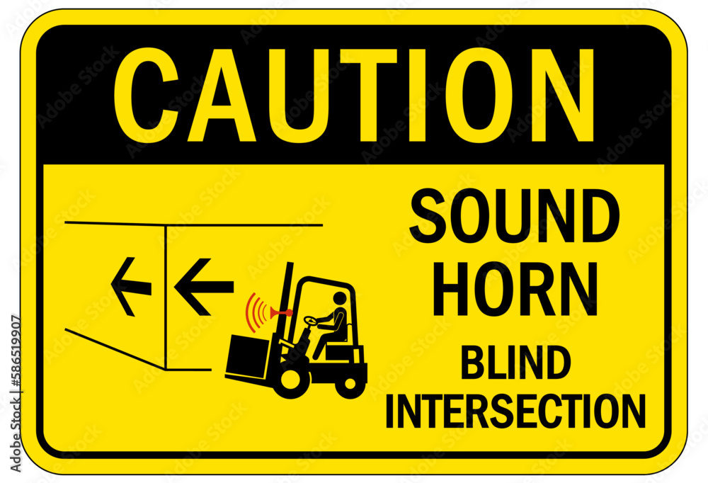Forklift safety sign and labels sound horn blind intersection Stock ... Forklift safety sign and labels sound horn blind intersection Stock ...