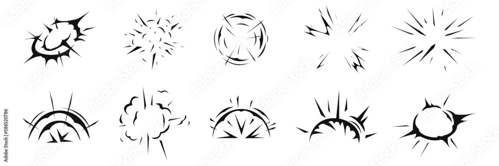 Vetor de Cartoon motion blast effects. Vector moving flash graphics ...