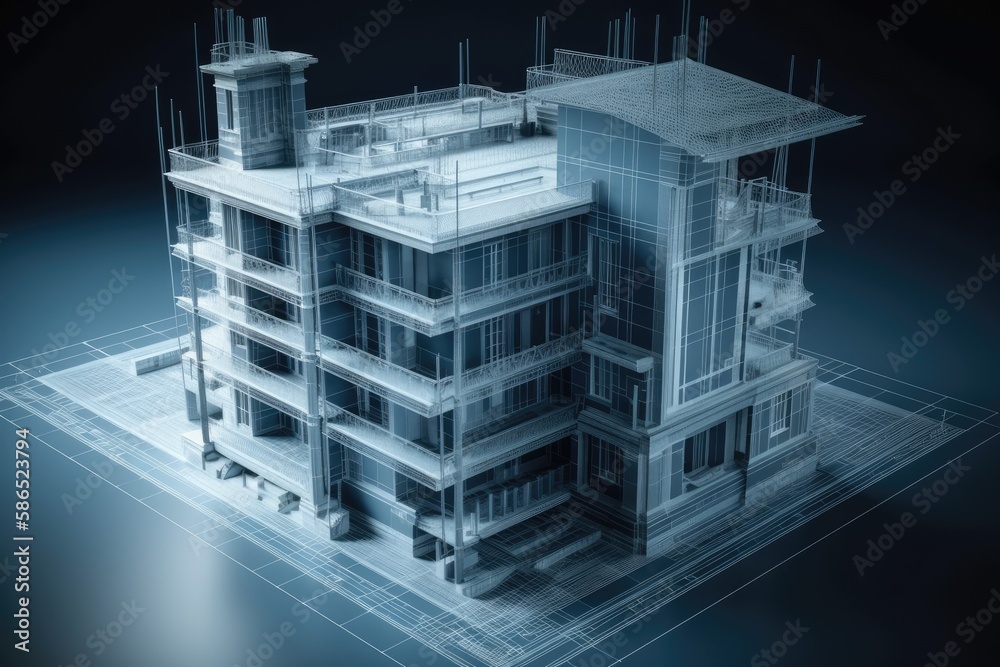 high-rise building with multiple balconies and windows. Generative AI ...