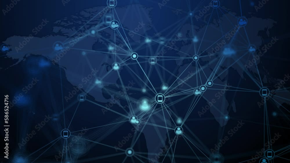 Chaotic movement of icons of Internet users and gadgets connected by ...