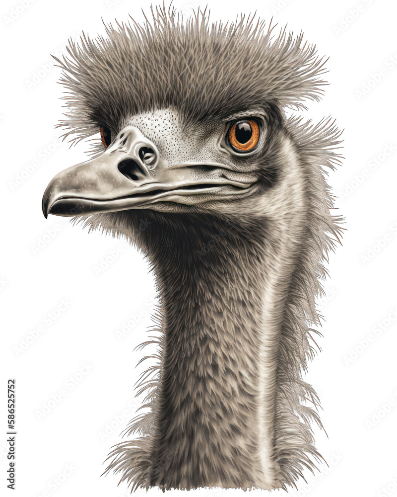 Ostrich Illustration With Transparent Background. Generative Ai. Stock ...