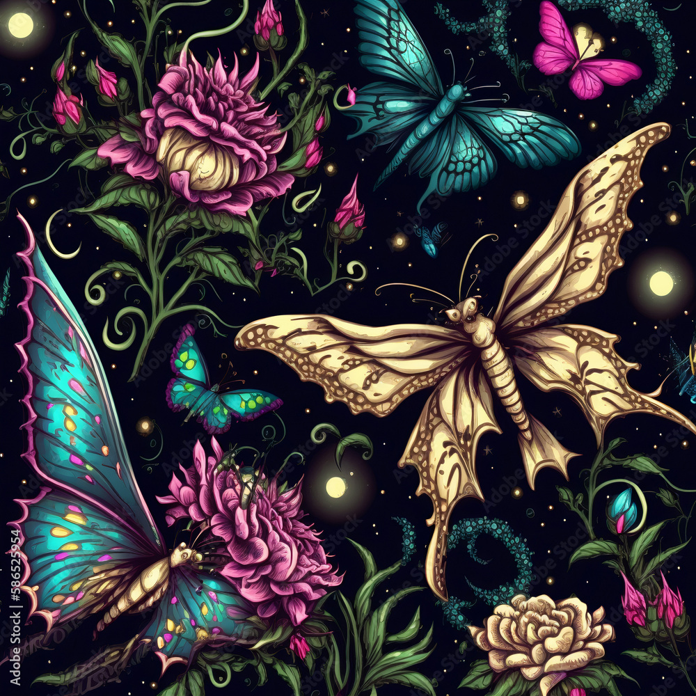 Magic fantasy with fairies Digital Paper fantasy digital paper, fairy ...