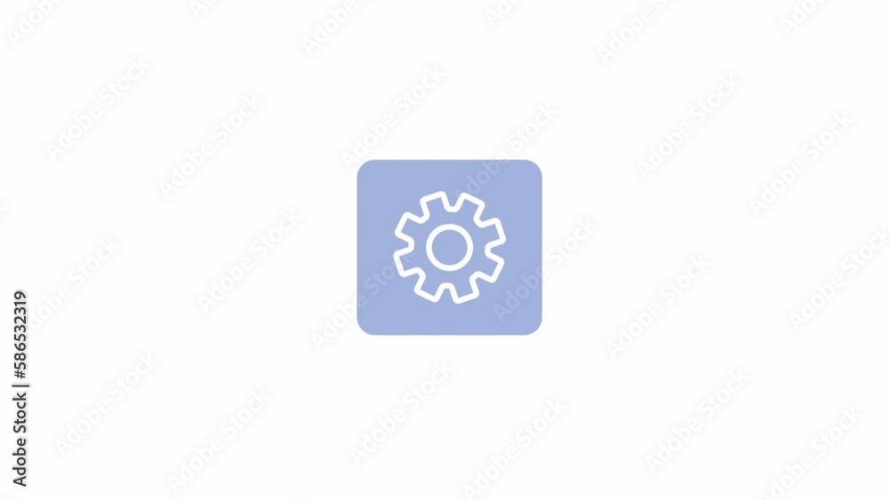Animated settings button. System optimization. Flat cartoon style icon ...