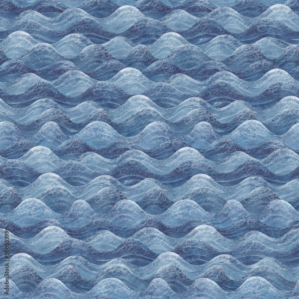 ภาพประกอบสต็อก Watercolor wave pattern. Seamless background. Blue ...