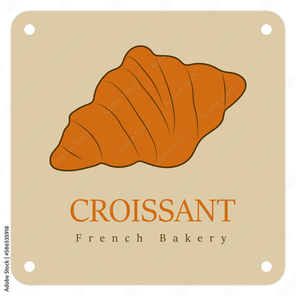 Simple croissant homemade, croissant shop and bakery, pastry logo ...