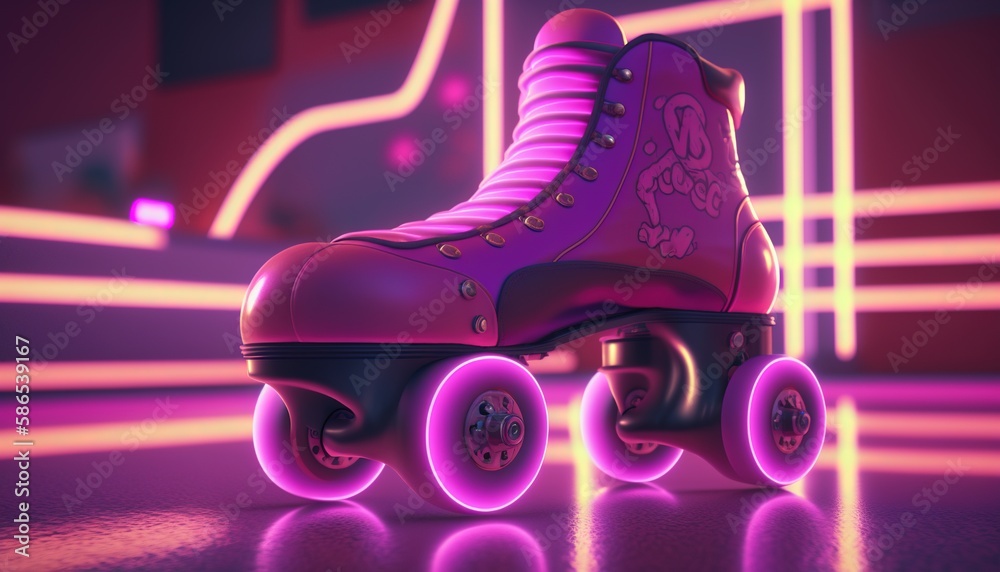 Generative AI, Roller skate in cyberpunk style, disco nostalgic 80s ...