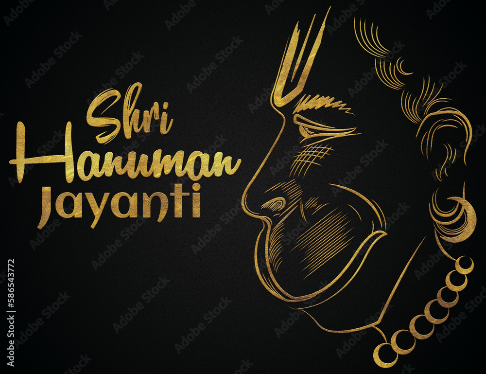 Poster Shree Hanuman Jayanti golden Hindi calligraphy design banner ...