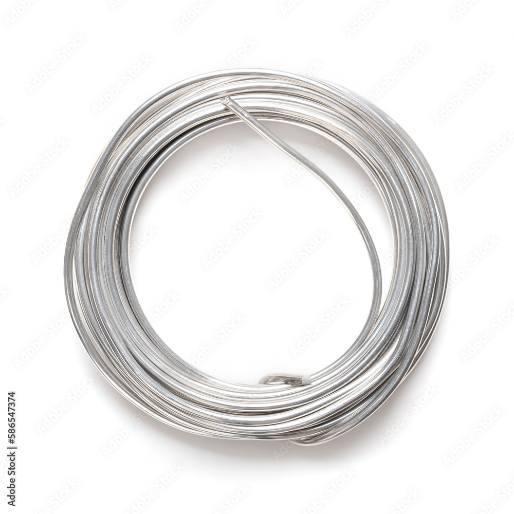 Rolled up soft solder wire. Fusible metal alloy with 60 percent tin ...