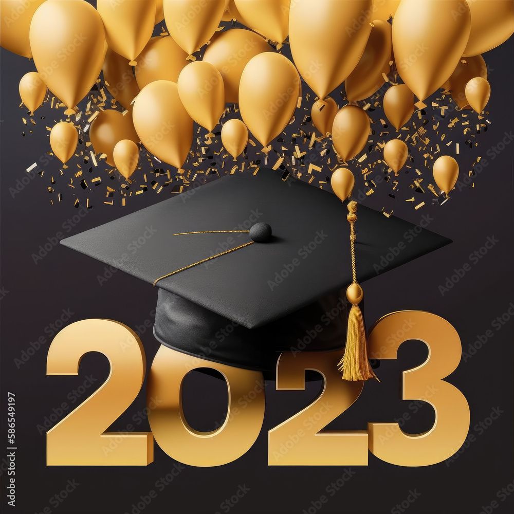 Graduation greeting 2023 3D design. AI Generated. Stock Illustration ...