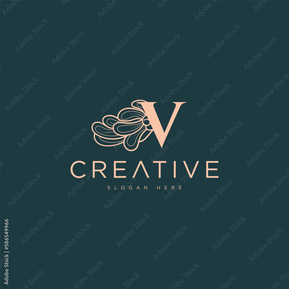 Initial V letter vector luxury logo design art Stock Vector | Adobe Stock