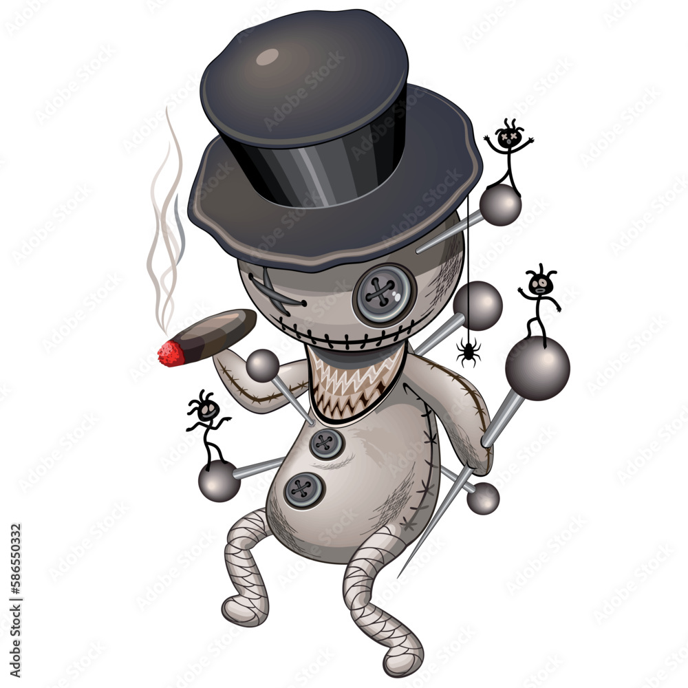 Voodoo Doll Funny Dancing Character with Black little Evil Spirits and ...