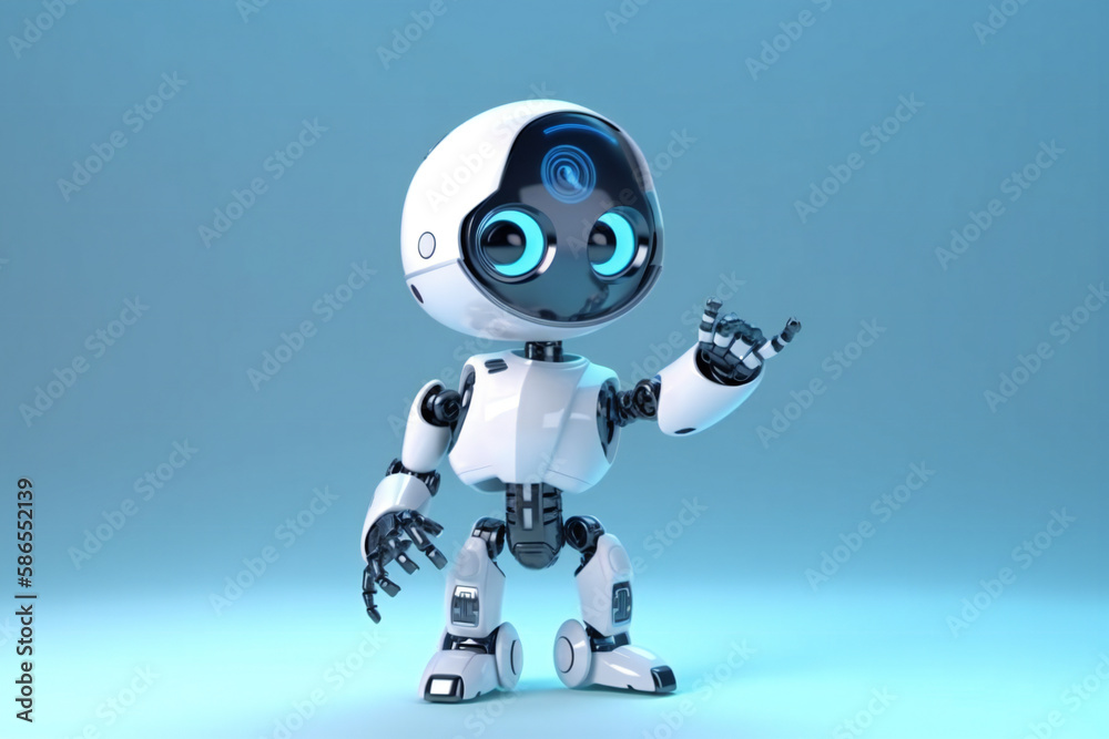 Photo & Art Print blue screen robot cyborg, ai generated, Sandu