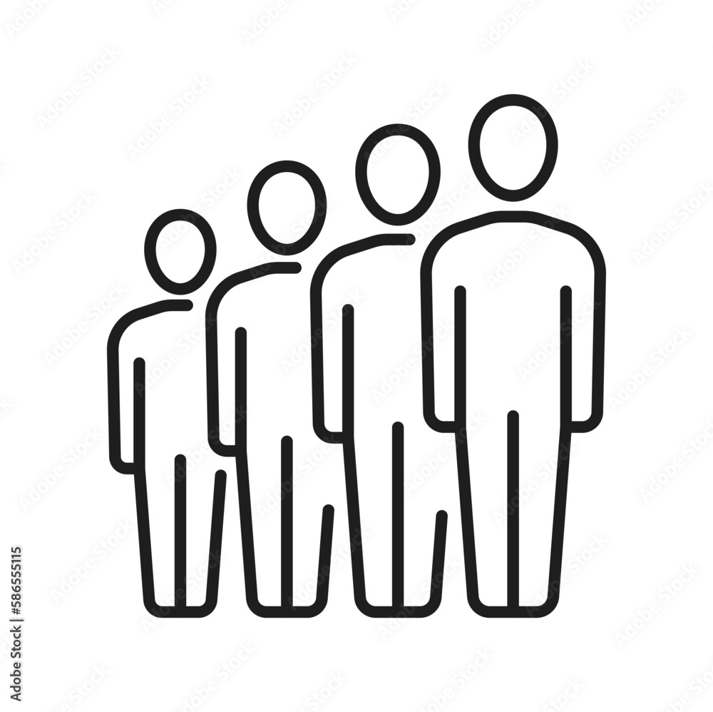 Growing people figures, cooperation and working team outline icon ...