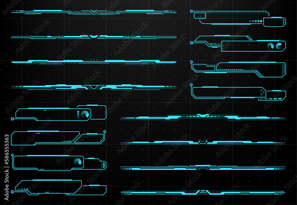 HUD futuristic info box and borders, display interface elements, vector ...