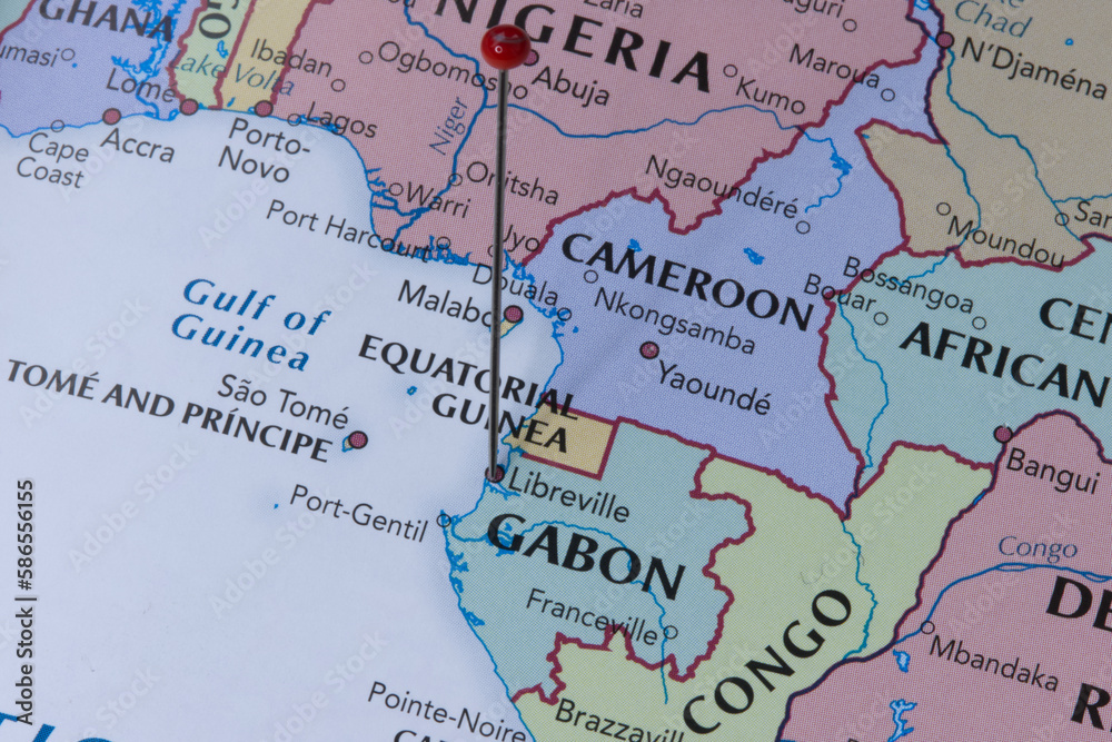 Libreville, Gabon, capital city of Gabon, pinned on political map ...