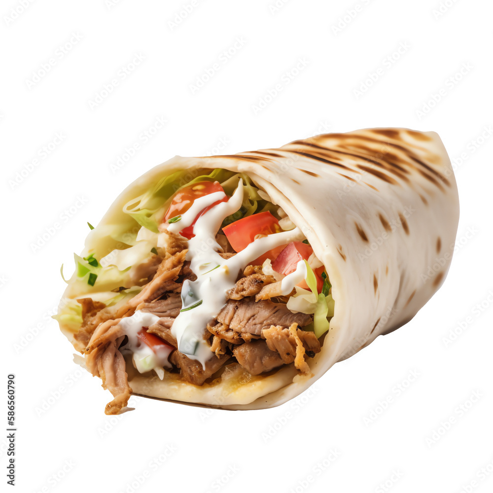 shawarma sandwich isolated on transparent background Stock Illustration ...