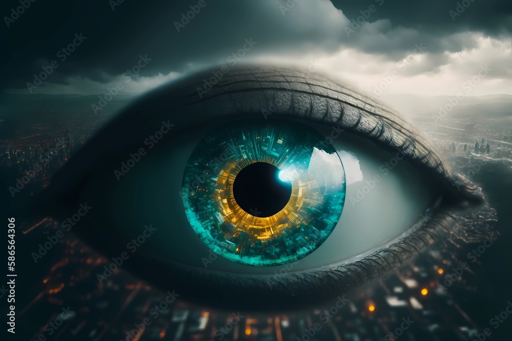 Big brother eye watching concept. Global surveillance for digital ...