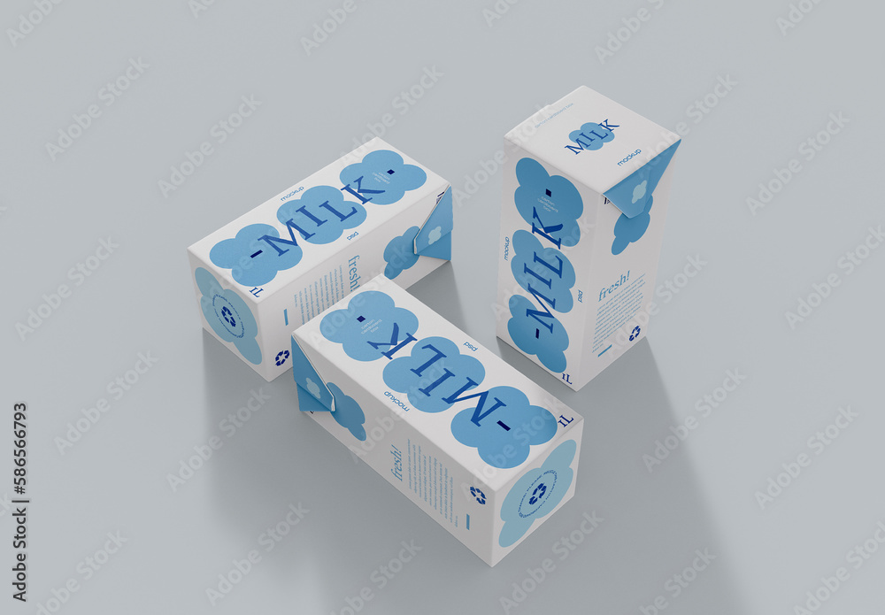 Three Milk Boxes Mockup Stock Template | Adobe Stock