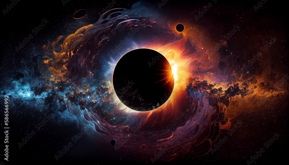 Eclipse in the galaxy, black hole, space, neo light Ai generated image ...