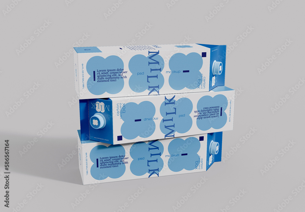 Stacked Milk Carton Boxes Mockup Stock Template | Adobe Stock