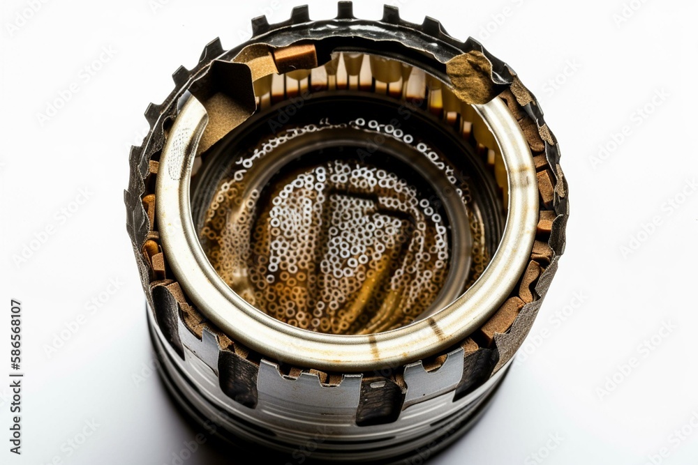 Cross section of car oil filter isolated on white background ...