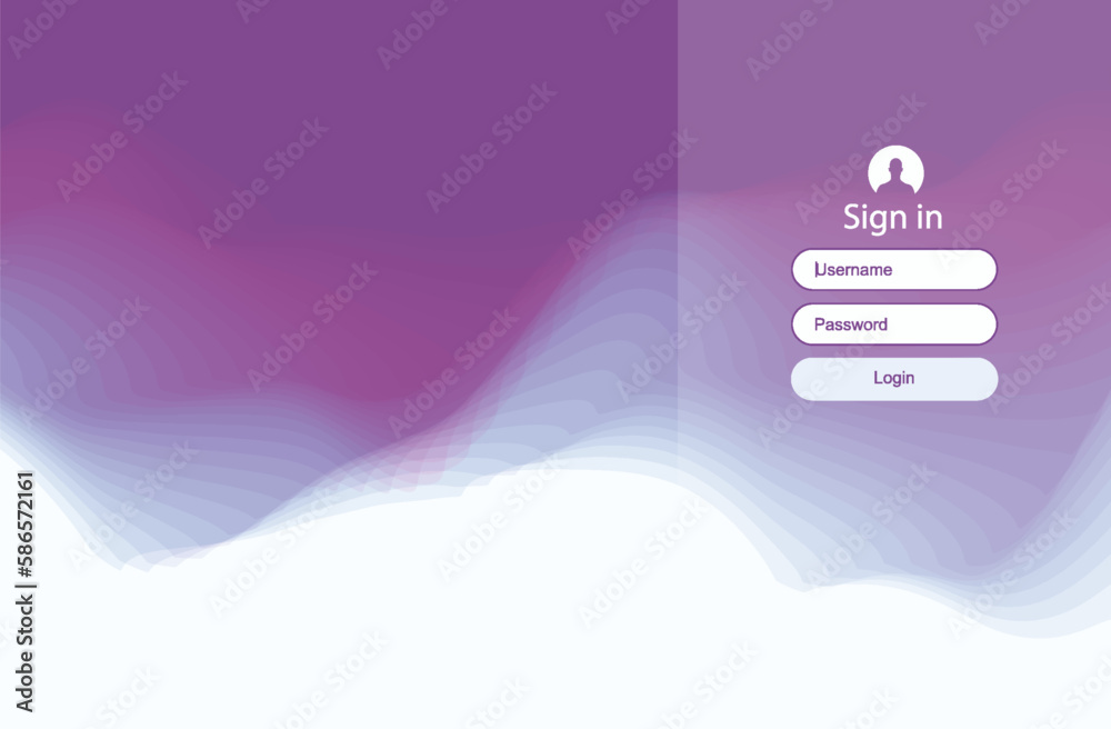 Login user interface. Realistic landscape with waves. Water surface ...