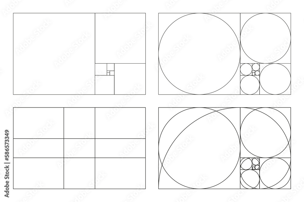 Golden ratio template. Method golden section. Harmony proportions ...