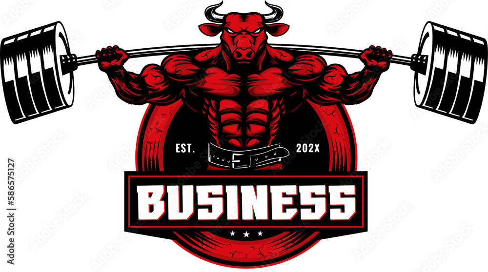 Gym Bull with strong body,gym logo,fitness club,scalable and editable ...