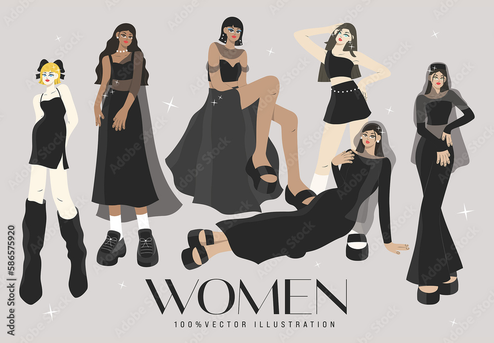 Women Illustration Set Stock Template | Adobe Stock