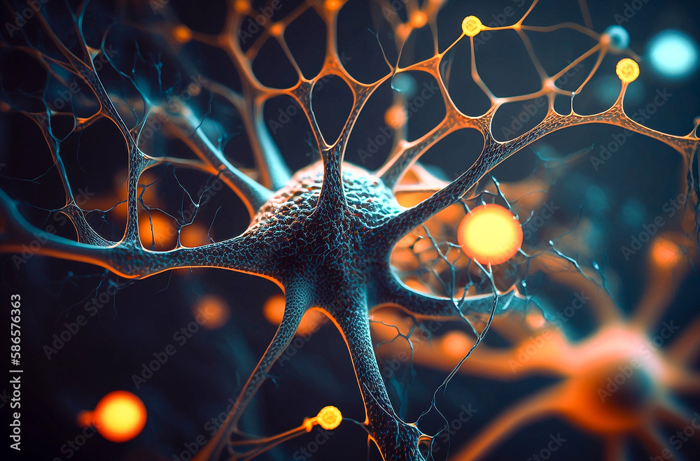 Brain cells, network connection. Human body parts Illustration created ...