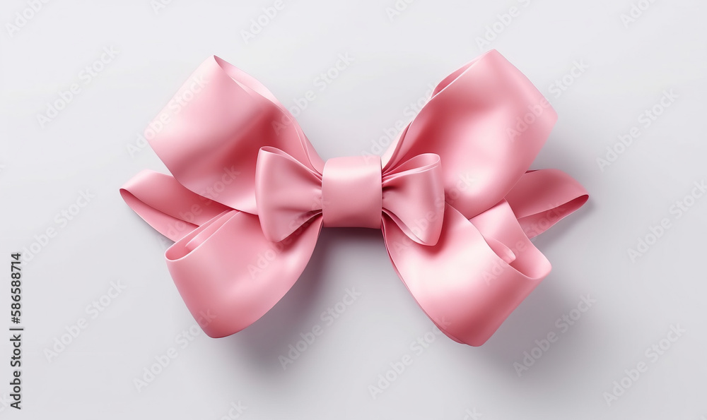 a large pink bow on a white background with room for text or image or ...