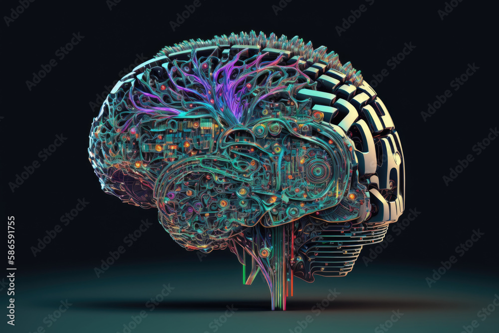 Artificial intelligence, ai concept. Digital Cyber brain, artificial mind, big data, neural ...