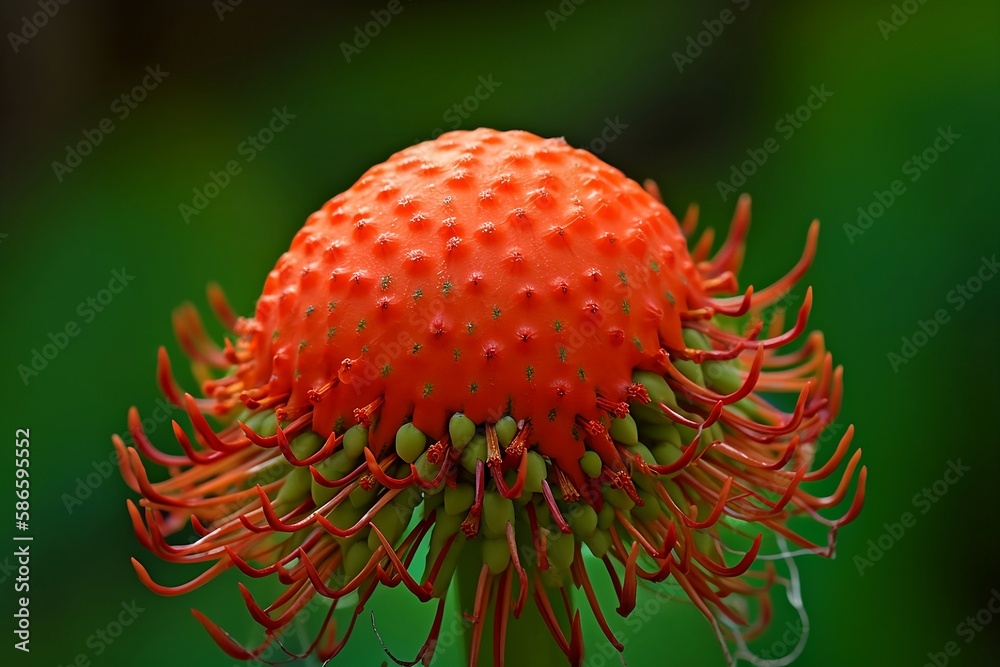 A photorealistic Blood Lily Flower, characterized by its vibrant ...