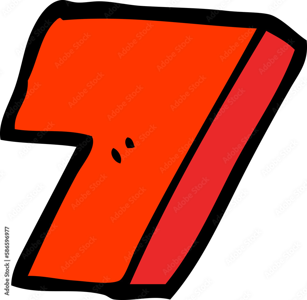hand drawn doodle style cartoon number seven Stock Illustration | Adobe ...