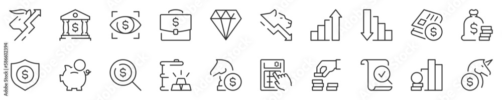 Line icons about finance and Financial concepts. Thin line icon set ...