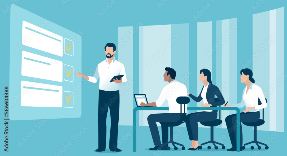 Education, presentation meeting. The business team listens to the ...