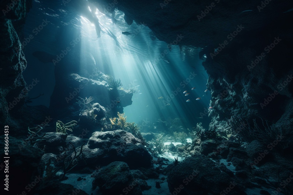 Underwater cave, Abstract sea and ocean backgrounds for your design ...