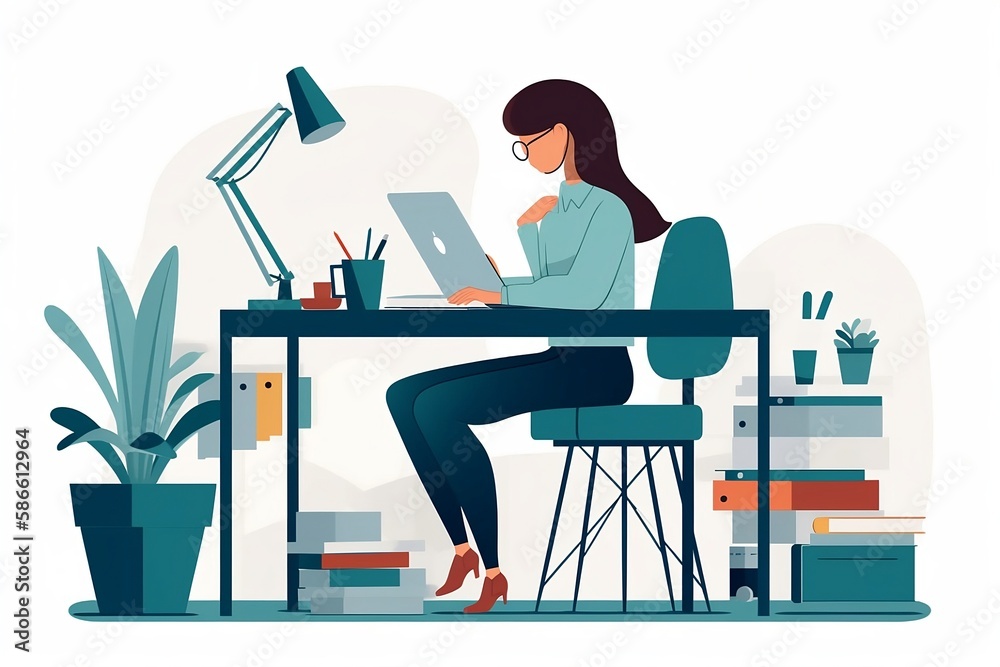 vector image of a woman working as a human resources specialist, flat ...