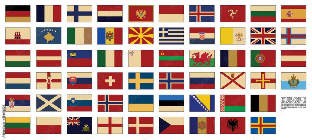 Flags of the countries of Europe on a white background. Vector ...