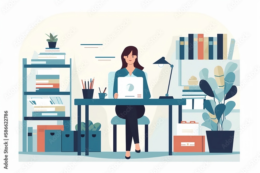 vector image of a woman working as a social worker., vector, flat ...