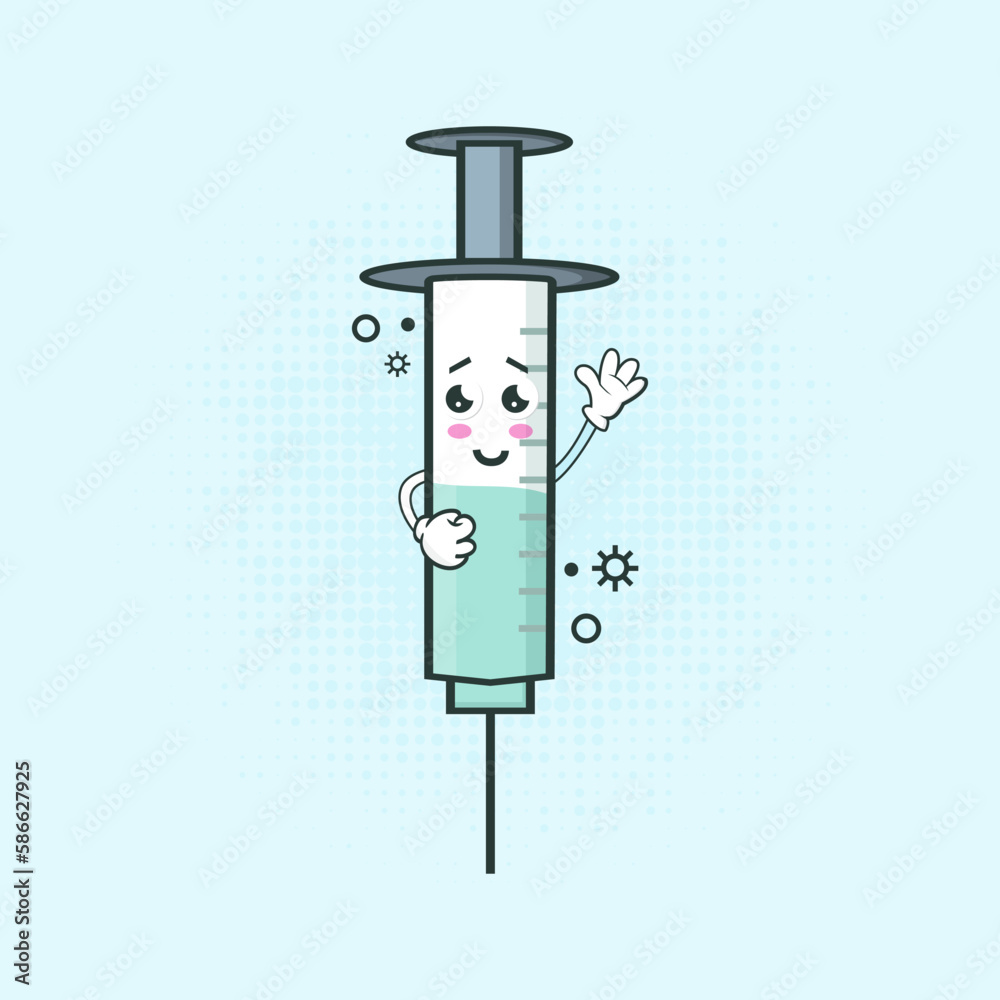 Cute Medical Injection Character Vector Illustration, A cute and ...