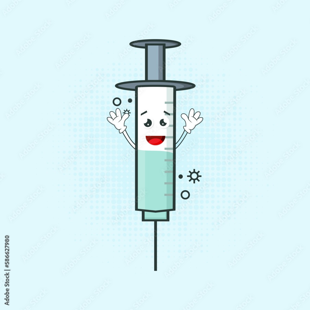 Cute Medical Injection Character Vector Illustration, A cute and ...