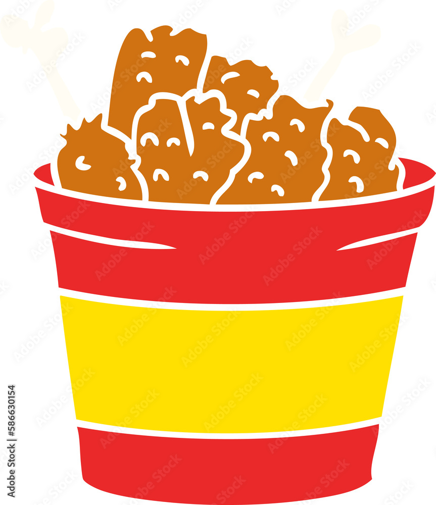 cartoon doodle bucket of fried chicken Stock Illustration | Adobe Stock
