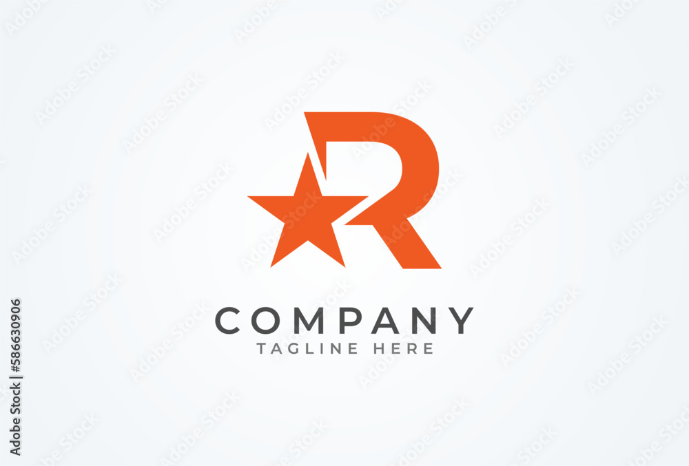 letter R Star logo design, letter R with Star combination flat design ...